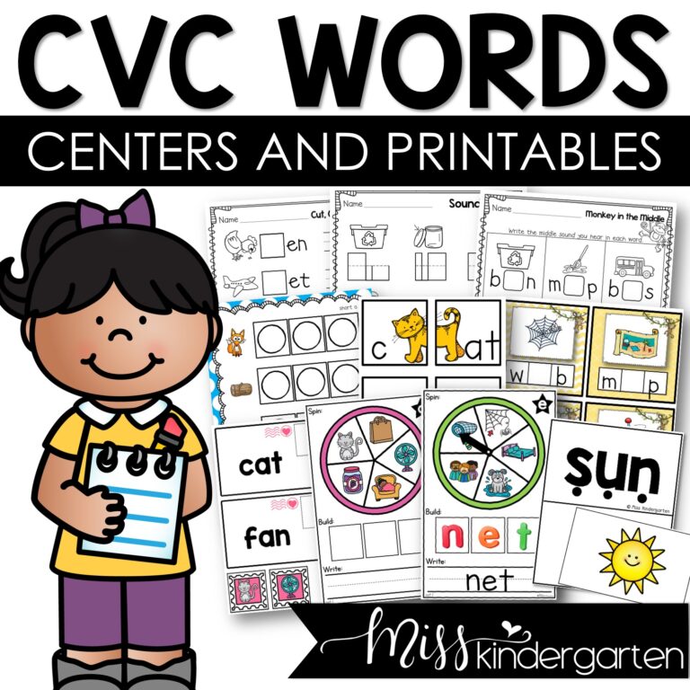 Super CVC Words Worksheets and Centers - Miss Kindergarten