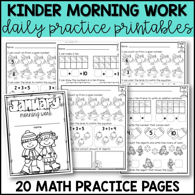 January Morning Work for Kindergarten - Miss Kindergarten