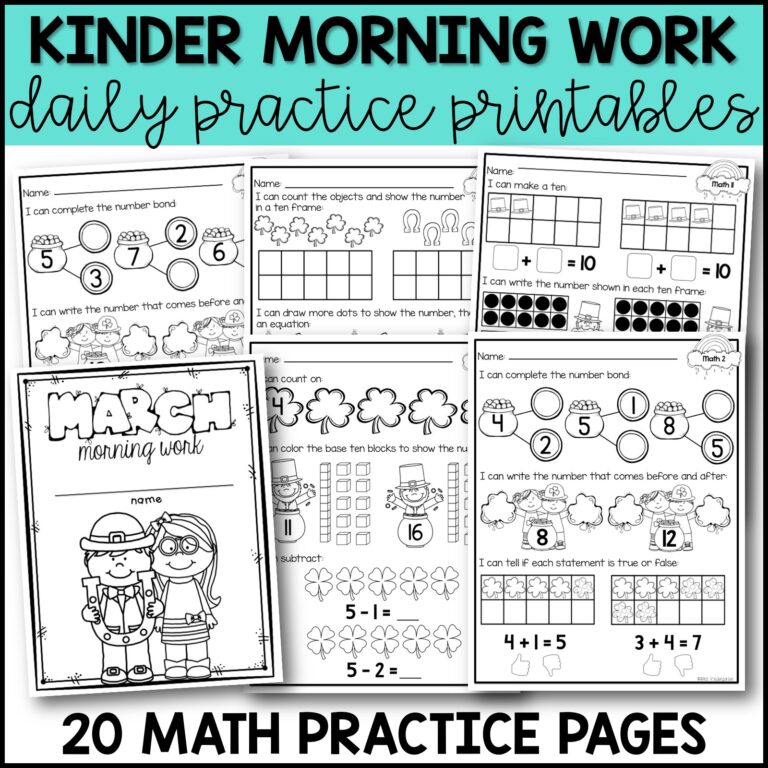 March Morning Work for Kindergarten - Miss Kindergarten