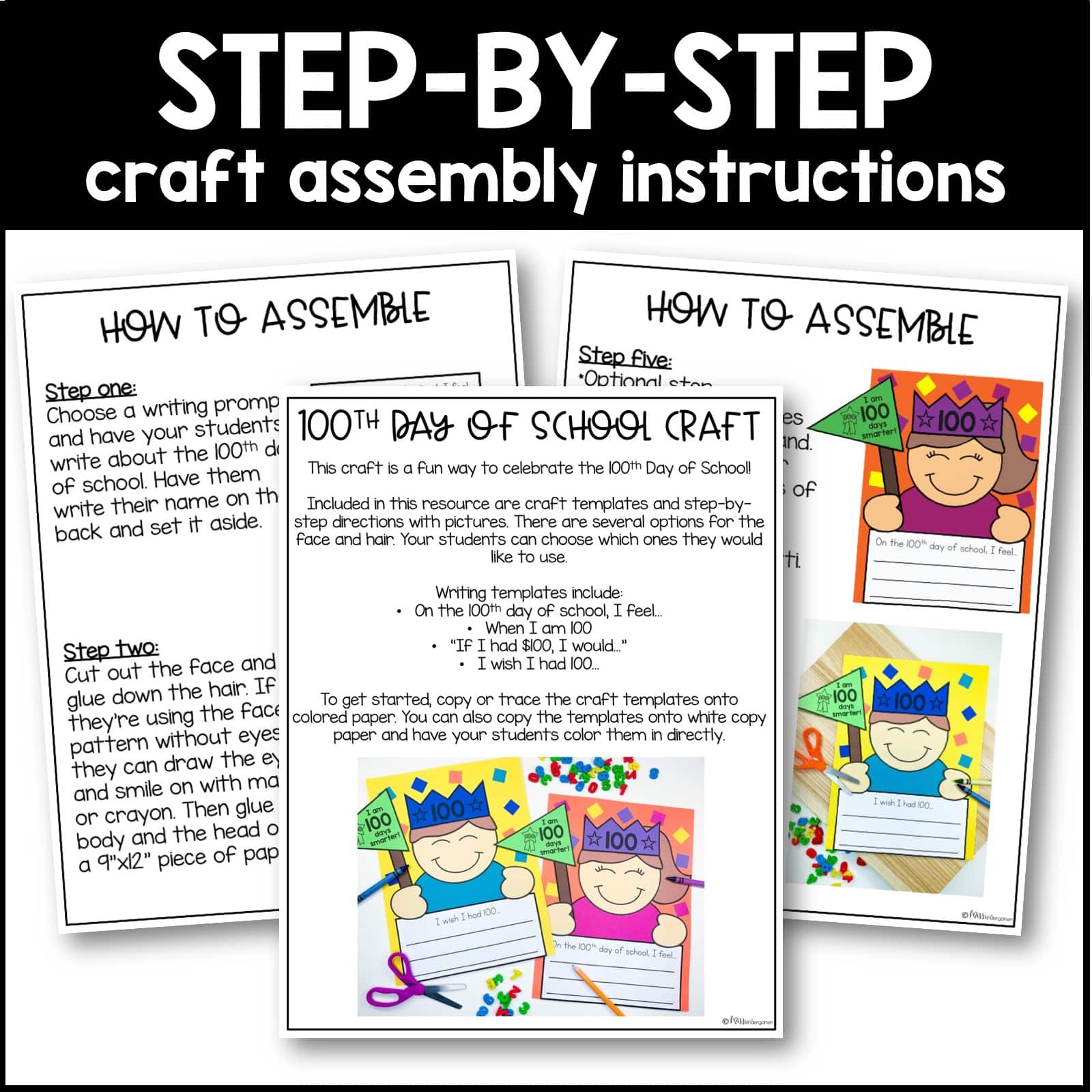 100th Day of School Craft & Writing Activity - Miss Kindergarten