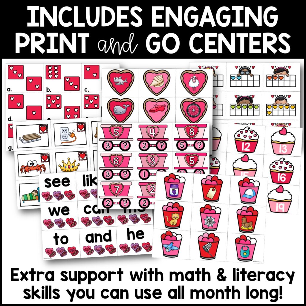 February Kindergarten Centers Write and Wipe Activities & Sensory Bins ...