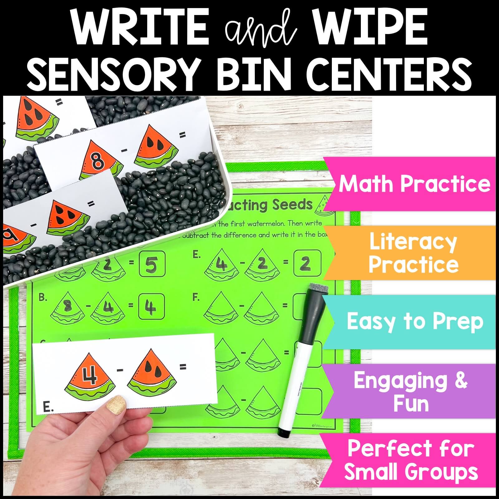Summer Kindergarten Centers Write and Wipe Activities & Sensory Bins ...