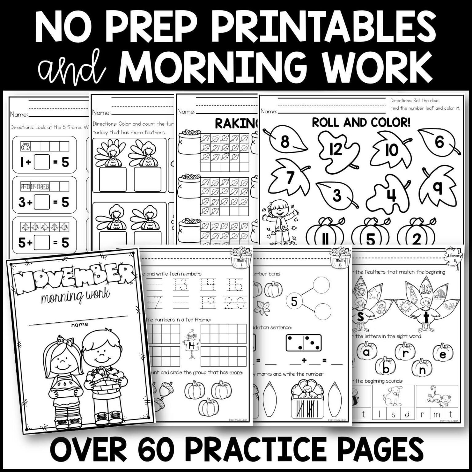 November Activity Bundle - Miss Kindergarten