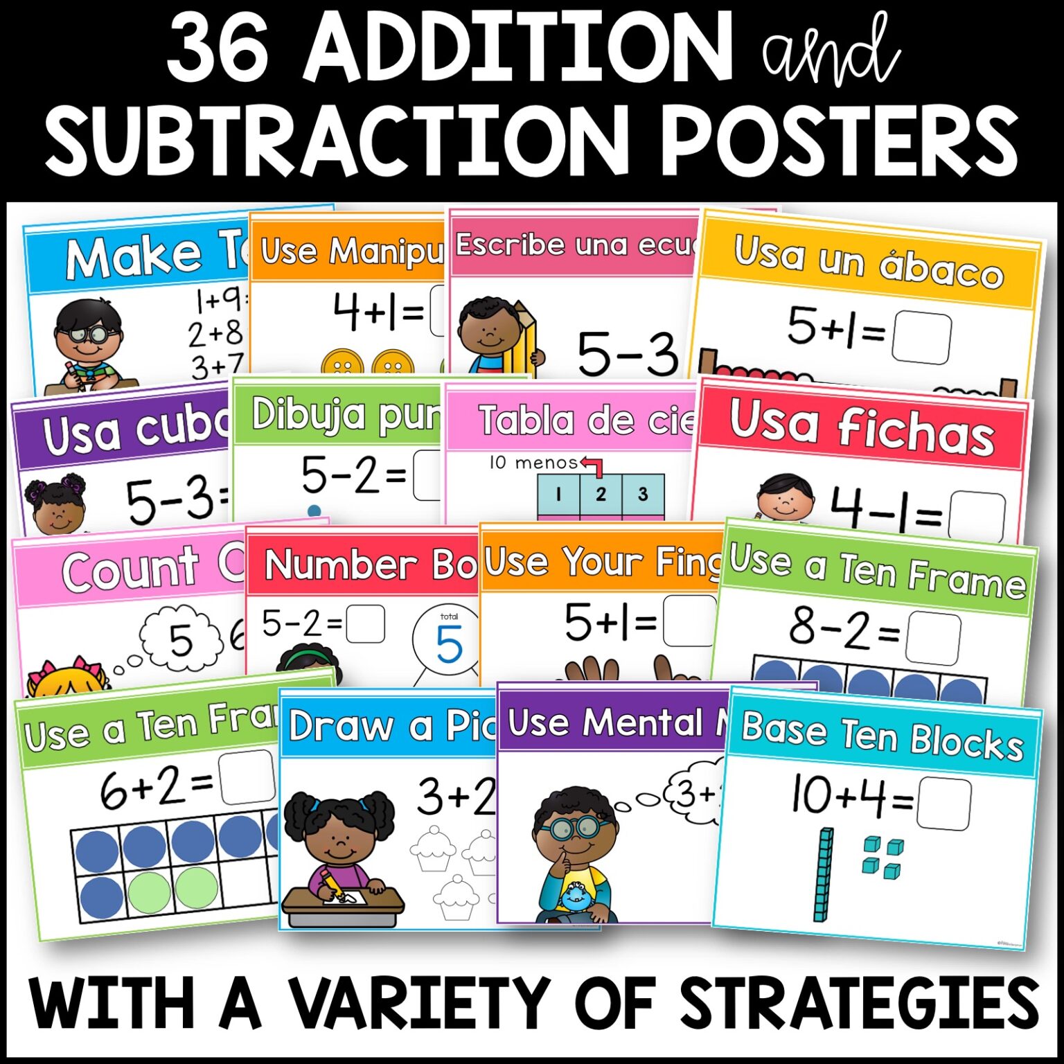 Math Strategies Posters Addition and Subtraction Strategies - Miss ...