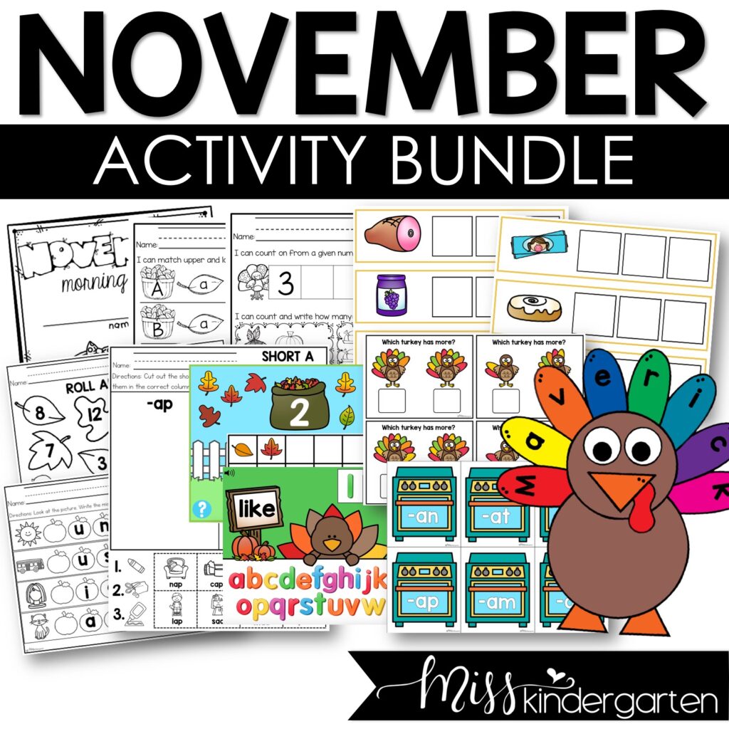 November Activity Bundle - Miss Kindergarten
