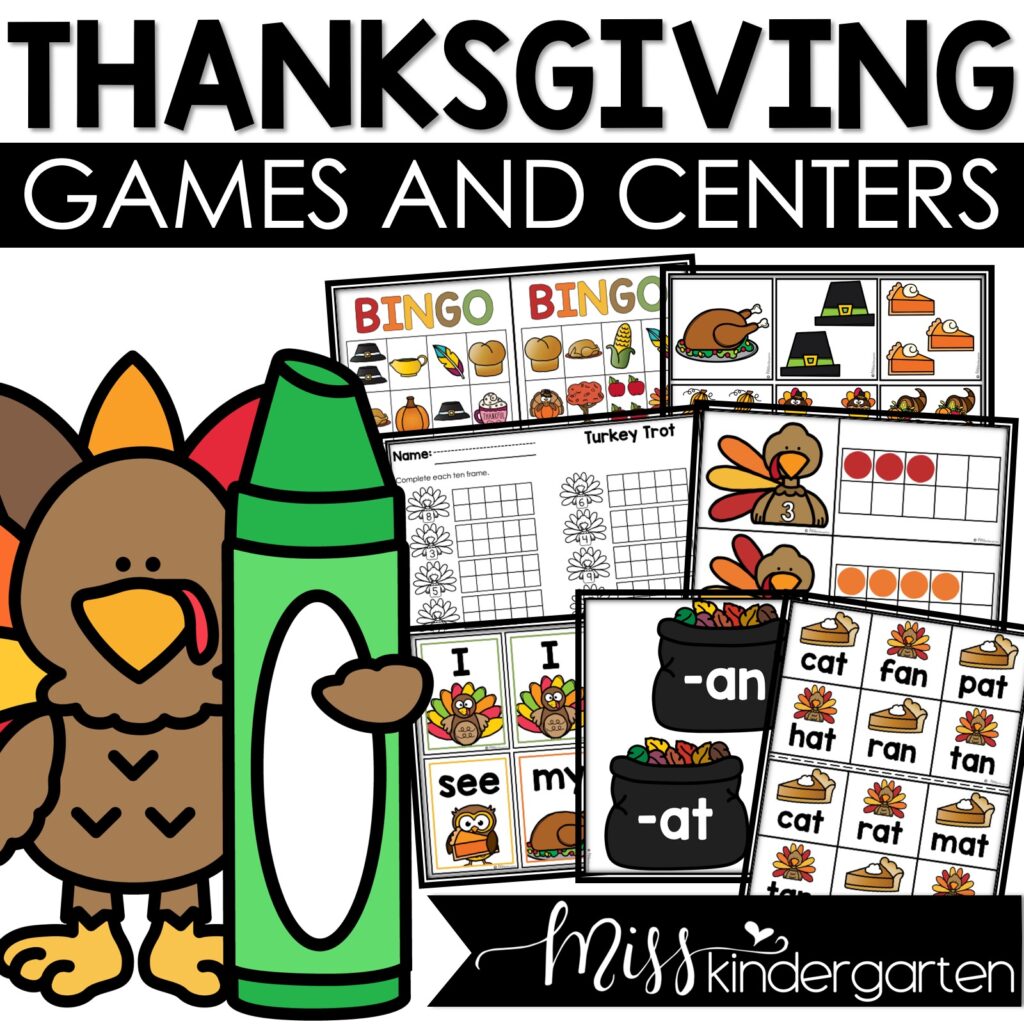 Hands-On Thanksgiving Centers for Kindergarten - Miss Kindergarten