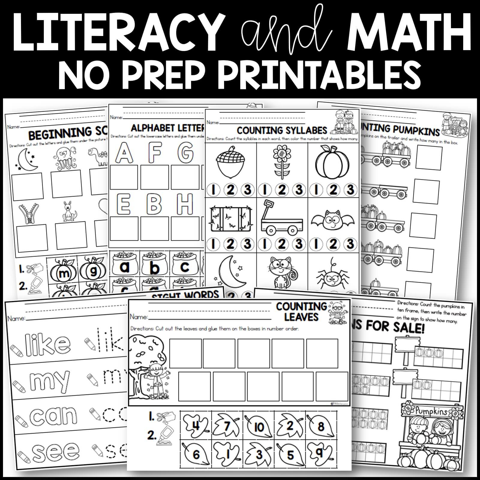 October Print and Go Printables - Miss Kindergarten