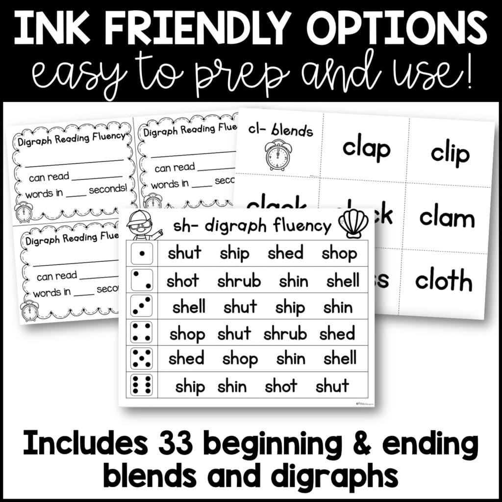 Blends and Digraphs Roll and Read Reading Fluency Short Vowel Words ...