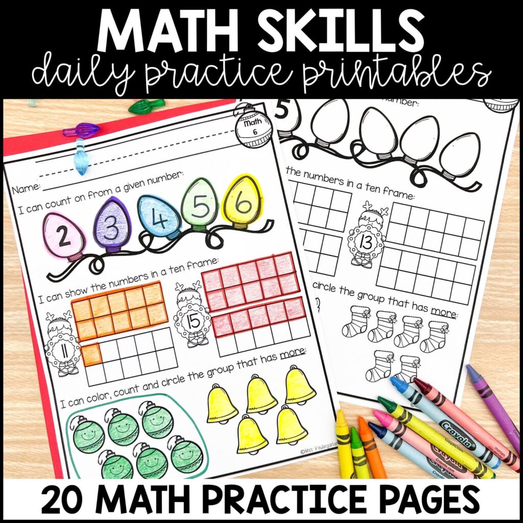 December Morning Work for Kindergarten - Miss Kindergarten