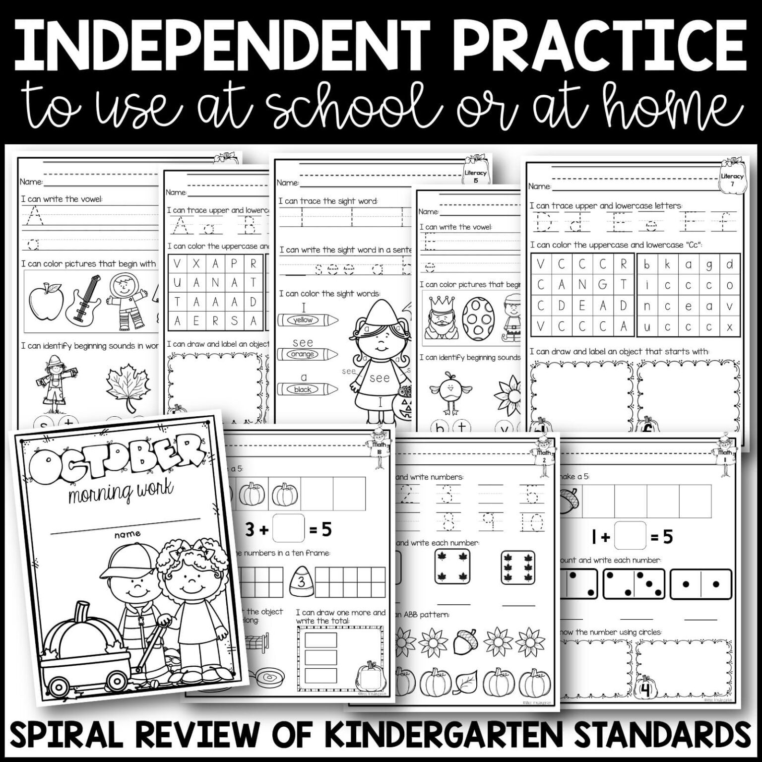October Morning Work for Kindergarten - Miss Kindergarten
