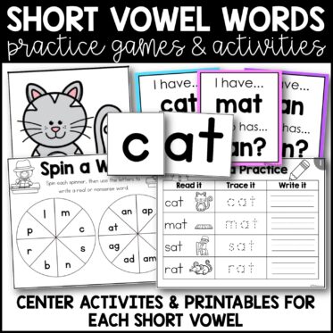 Phonics Reading Intervention Short Vowel CVC Words Games & Worksheets ...