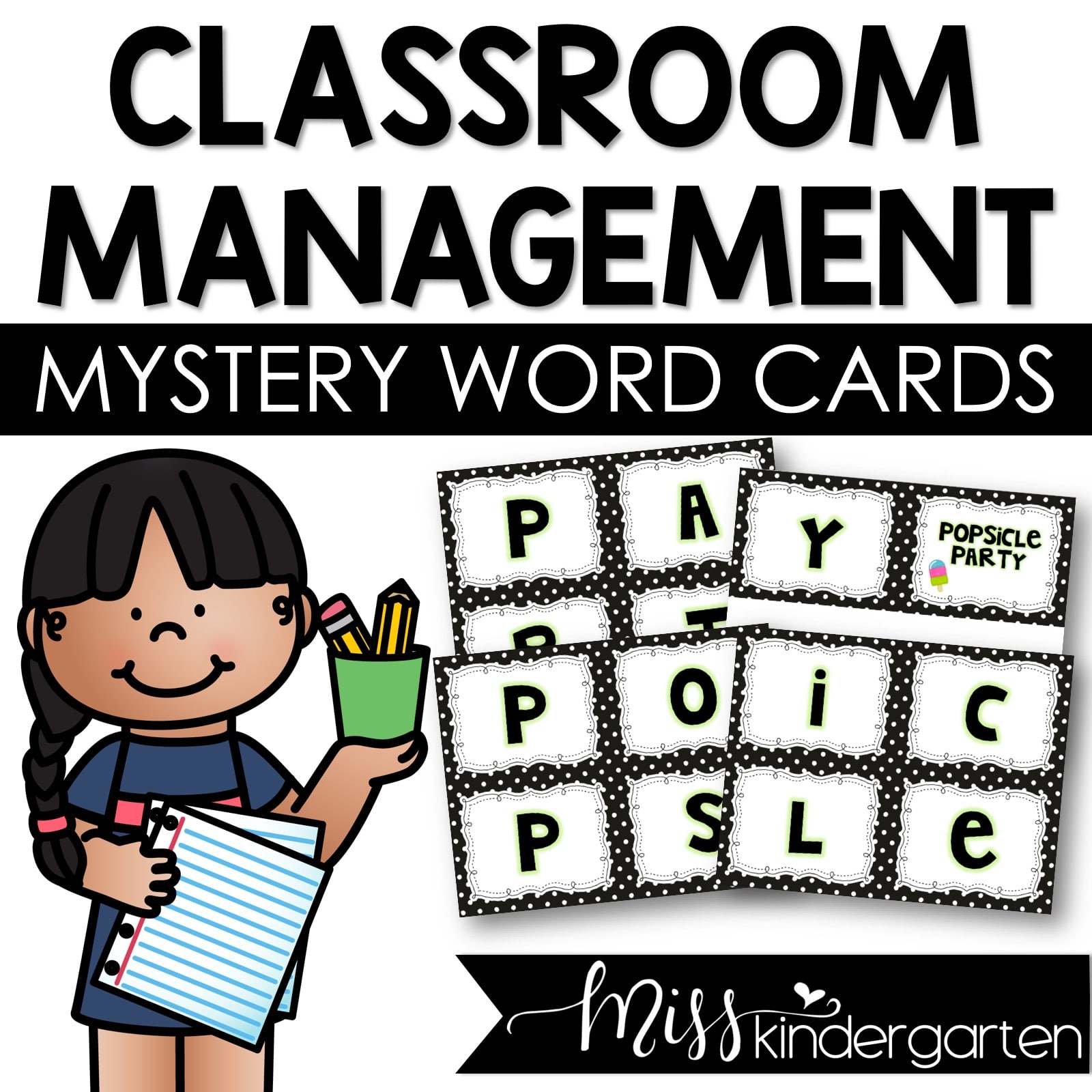 Classroom Management Mystery Word Cards - Miss Kindergarten