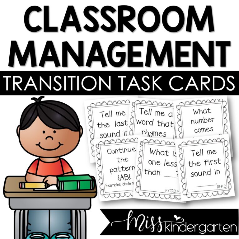 Classroom Management Transition Task Cards - Miss Kindergarten