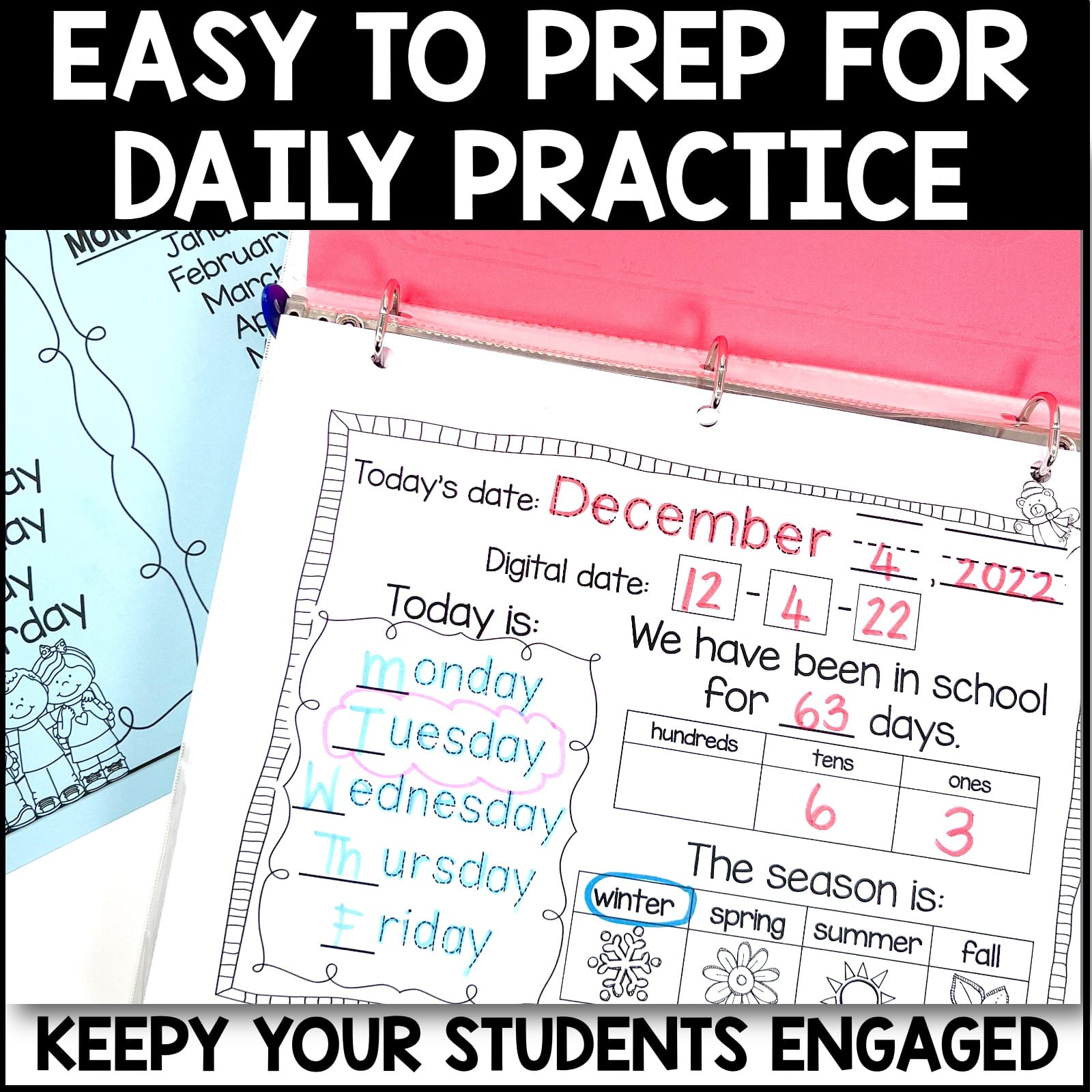 Calendar Math Notebook for Kindergarten and First Grade (Spanish ...