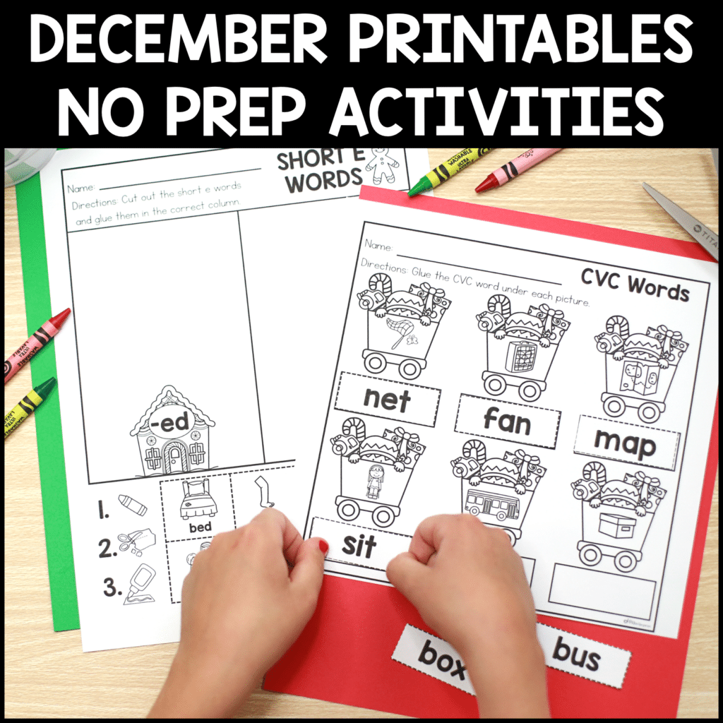 December Print and Go Printables - Miss Kindergarten