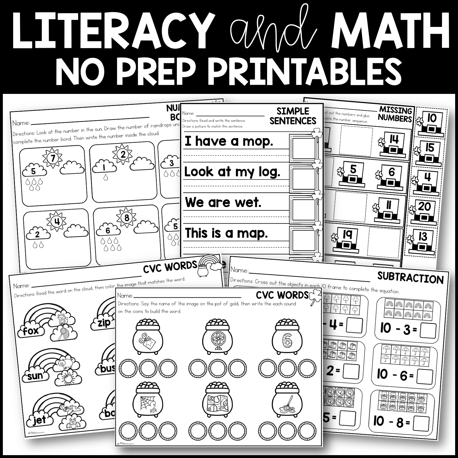 March Print And Go Printables - Miss Kindergarten