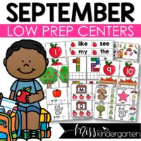 September Math and Literacy Low Prep Centers for Kindergarten - Miss ...