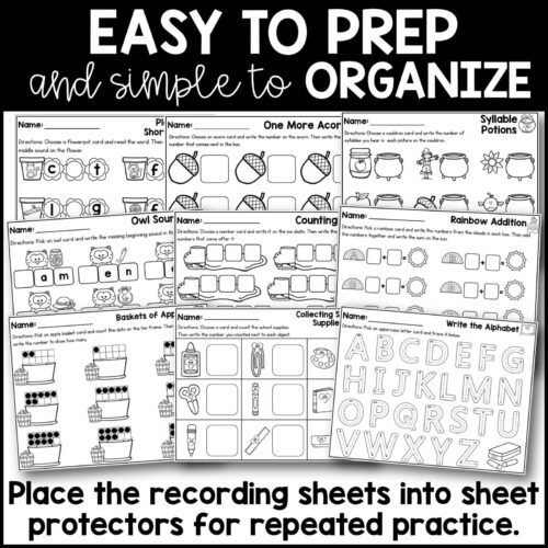 Kindergarten Centers Sensory Bins and Write and Wipe Bundle - Miss ...