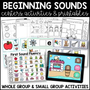 Kindergarten Phonics Centers Beginning Middle and Ending Sounds Worksheets - Miss Kindergarten
