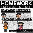 Kindergarten Homework Weekly Homework Packets Bundle - Miss Kindergarten