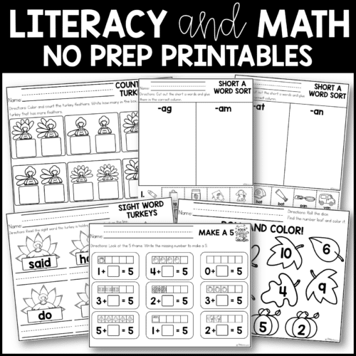 November Print and Go Printables - Miss Kindergarten