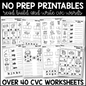 CVC Words Practice Centers and Games Kindergarten Task Box Center ...